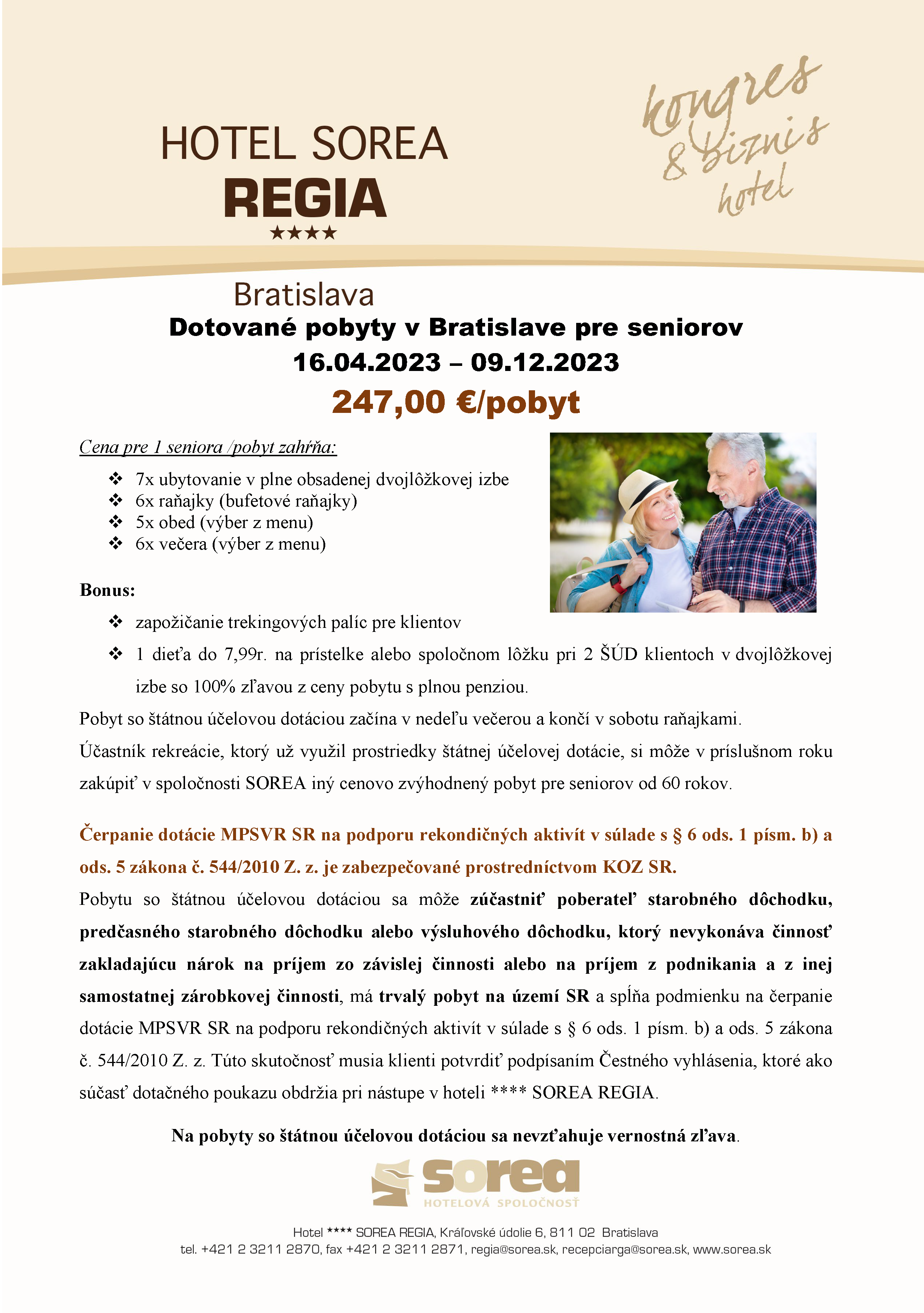 Dotované pobyty v Bratislave pre seniorov | Sorea