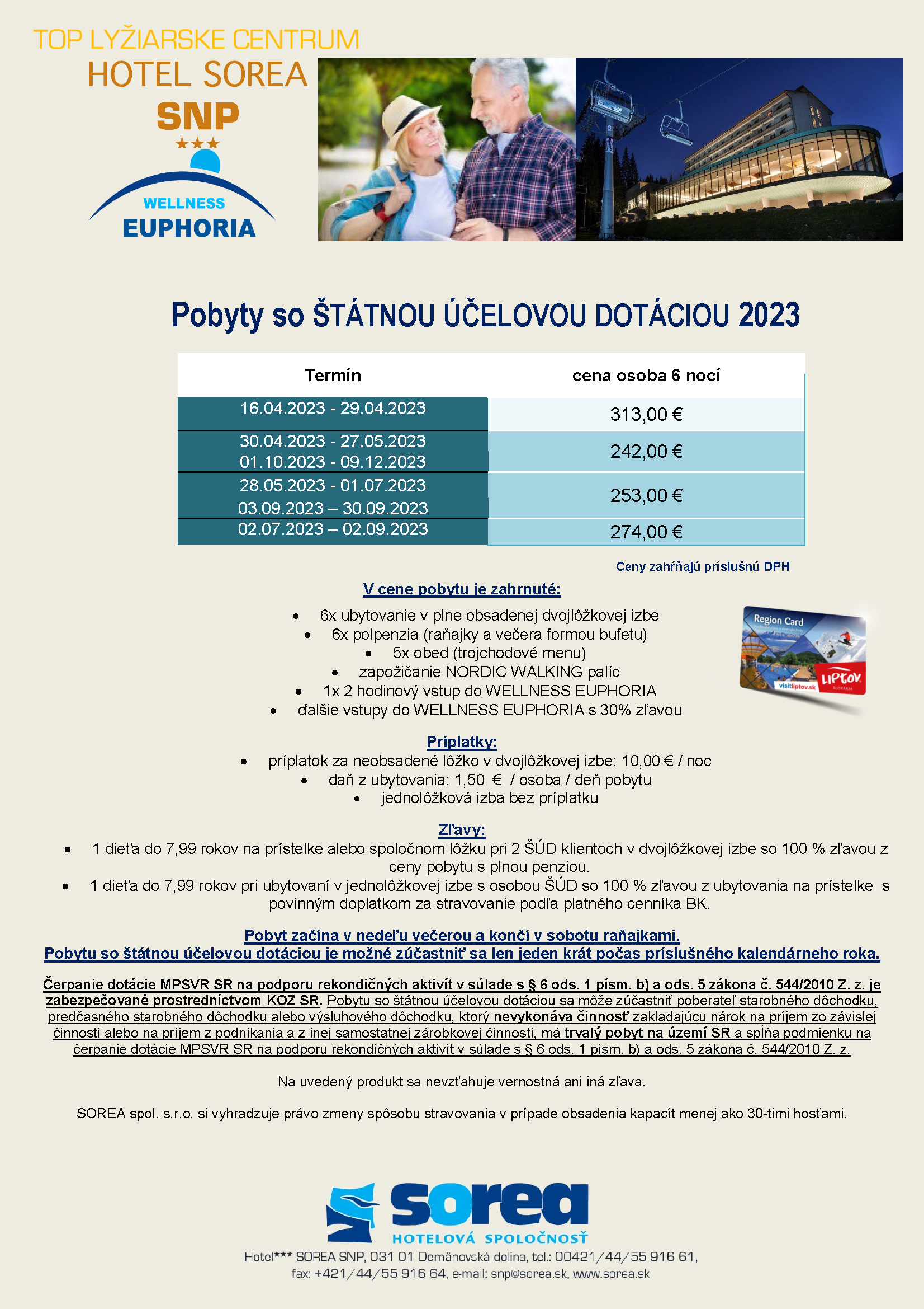 Pobyt so štátnou účelovou dotáciou v hoteli SOREA SNP | Sorea