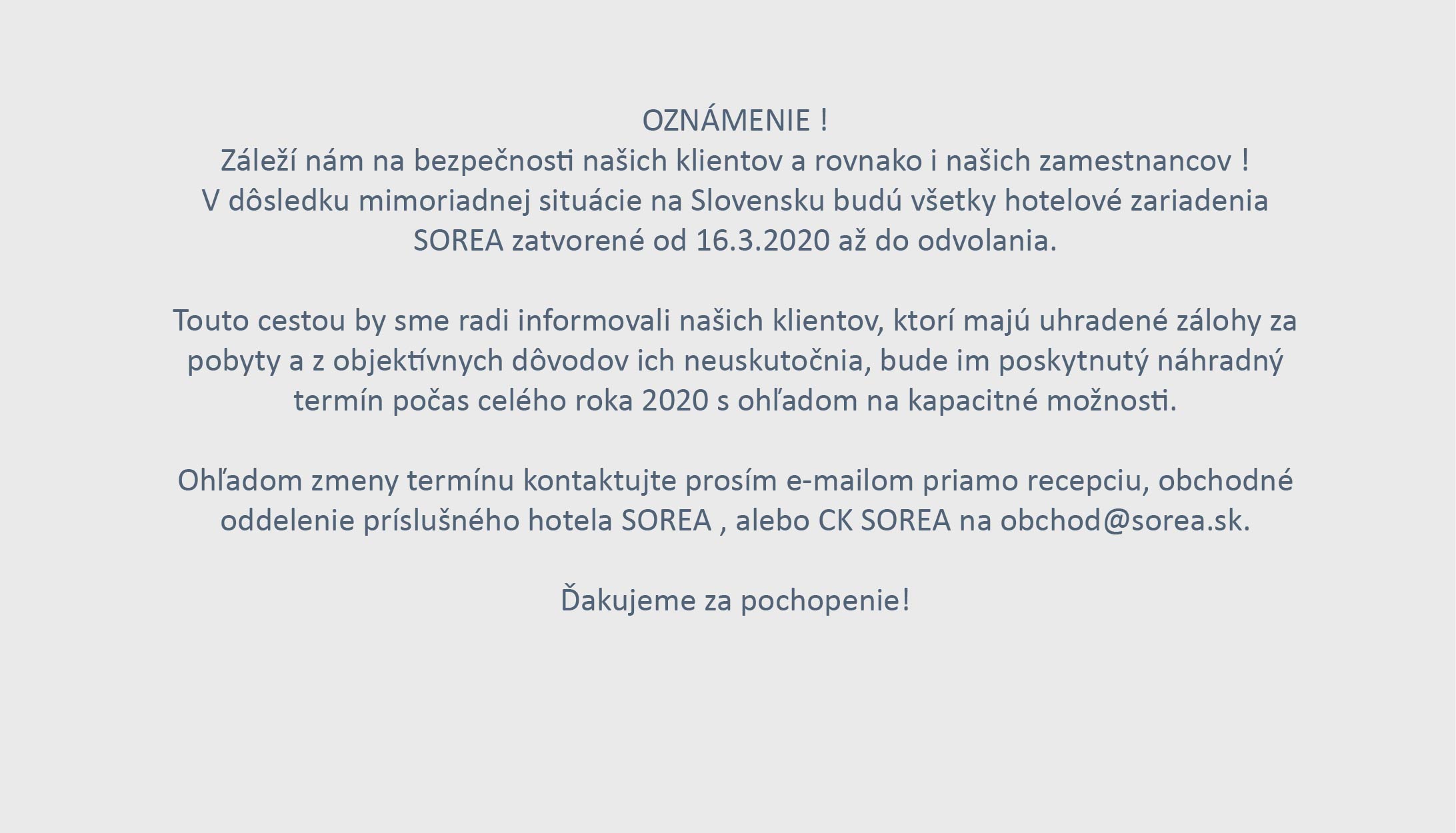 SOREA dovolenka na Slovensku, hotely, ubytovanie, wellness, relax | Sorea